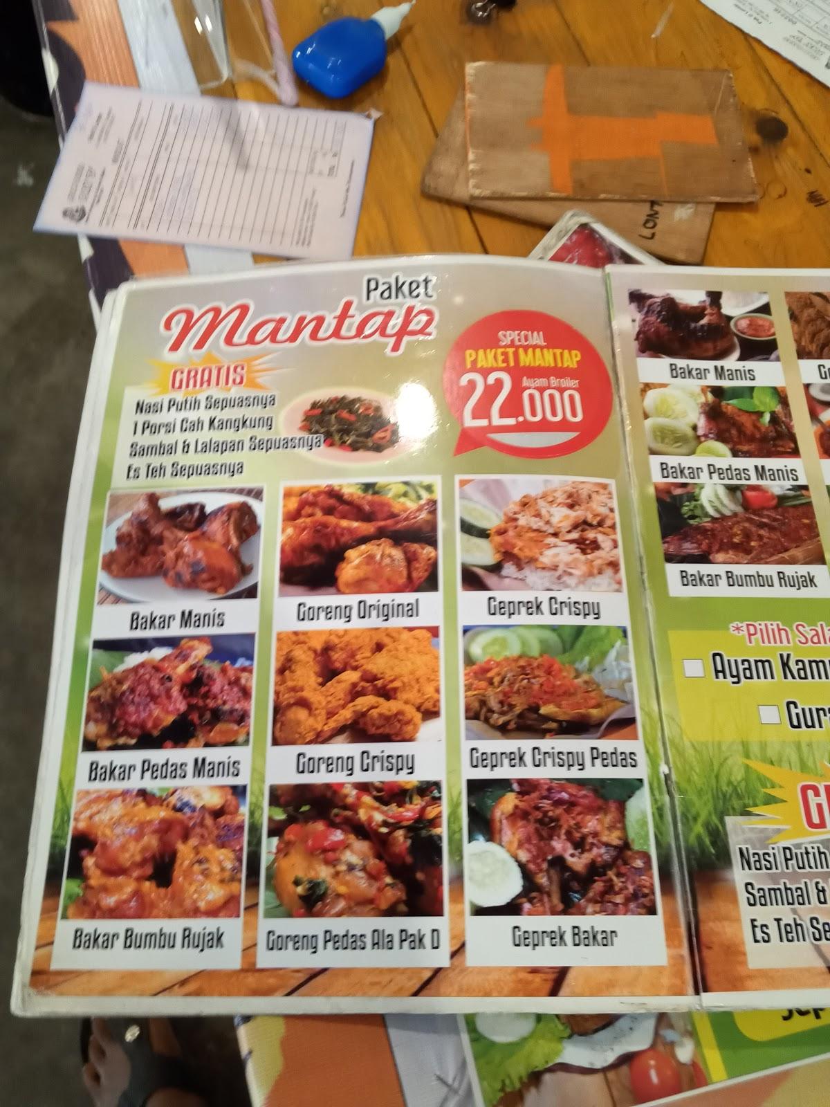 Menu at Ikan Bakar Sulawesi P. Hartono restaurant, Surabaya