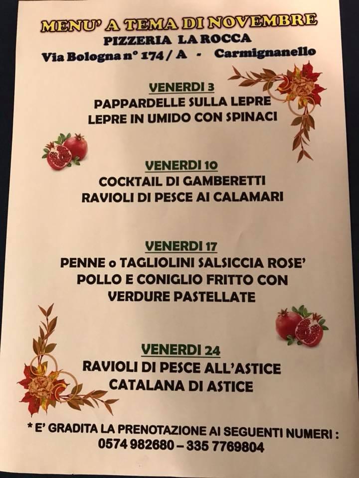 Menu da Pizzeria La Rocca, Carmignanello