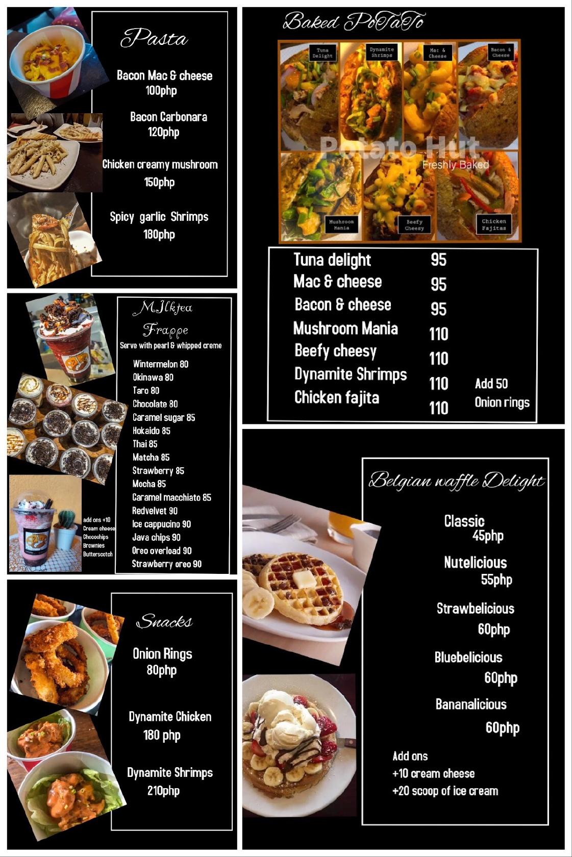 Menu at Potato Hut Cafe, Nasugbu