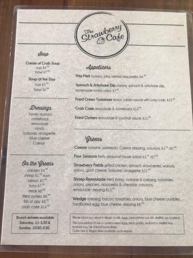 Menu at Strawberry Cafe, Madison