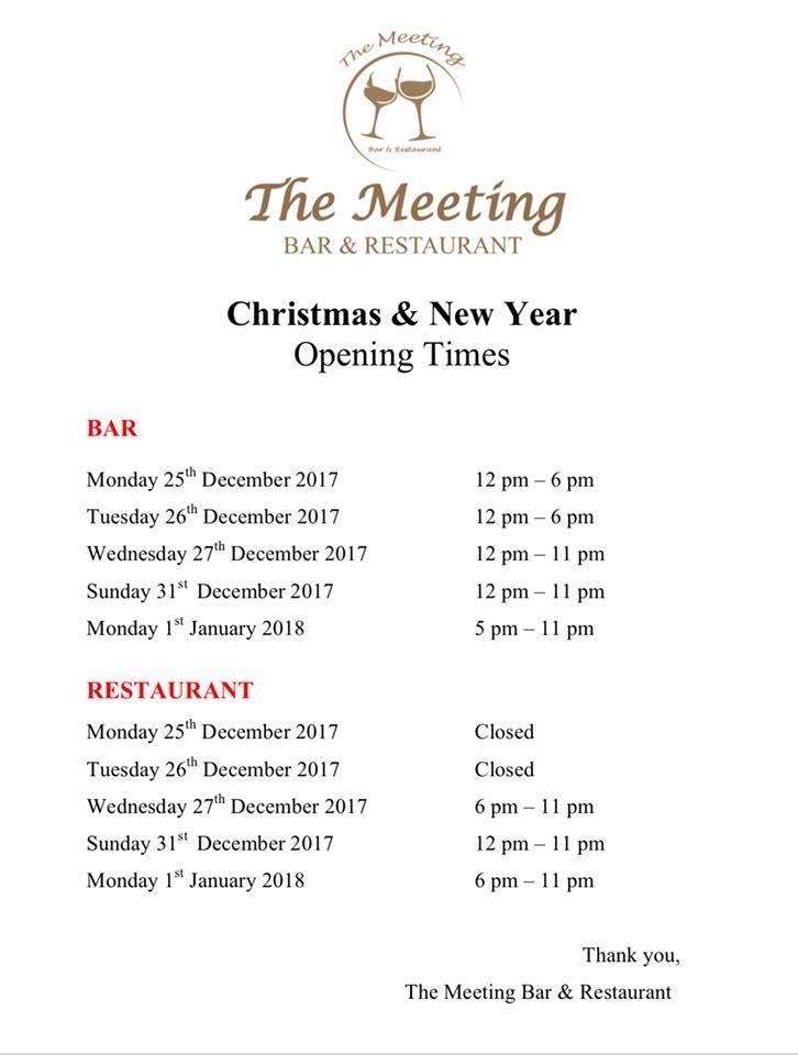 Menu at The Meeting Bar & Restaurant, Enfield