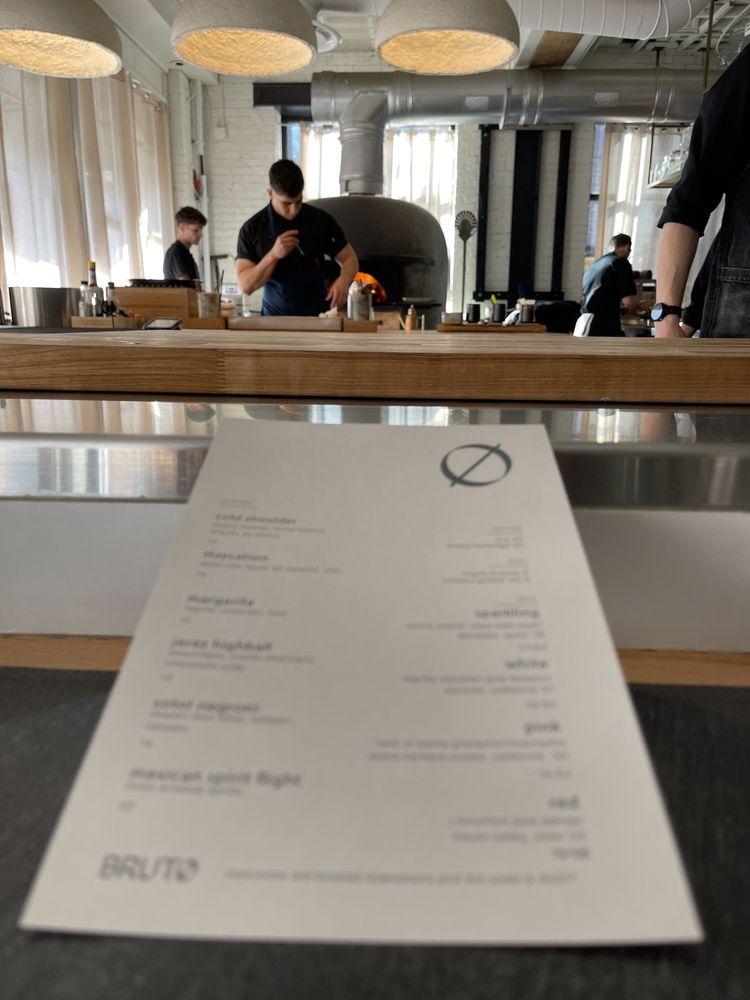 Menu at BRUTO cafe, Denver