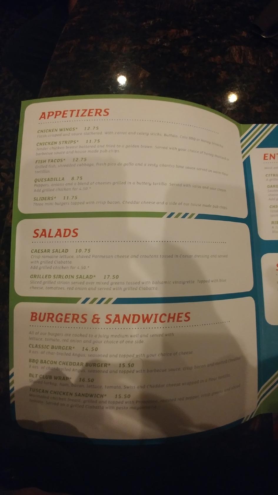 Menu at Embers Restaurant, Kitchener