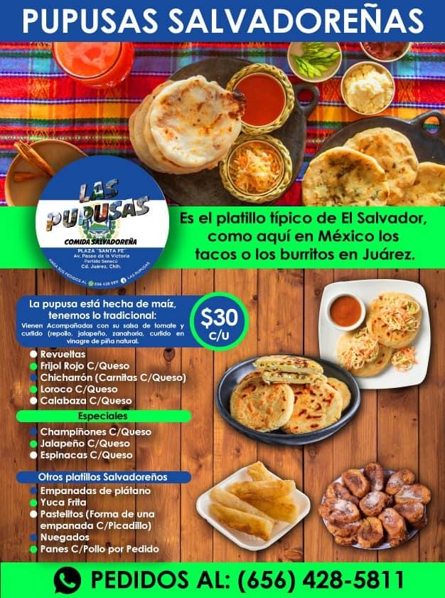 Menu at Las Pupusas restaurant, Ciudad Juarez