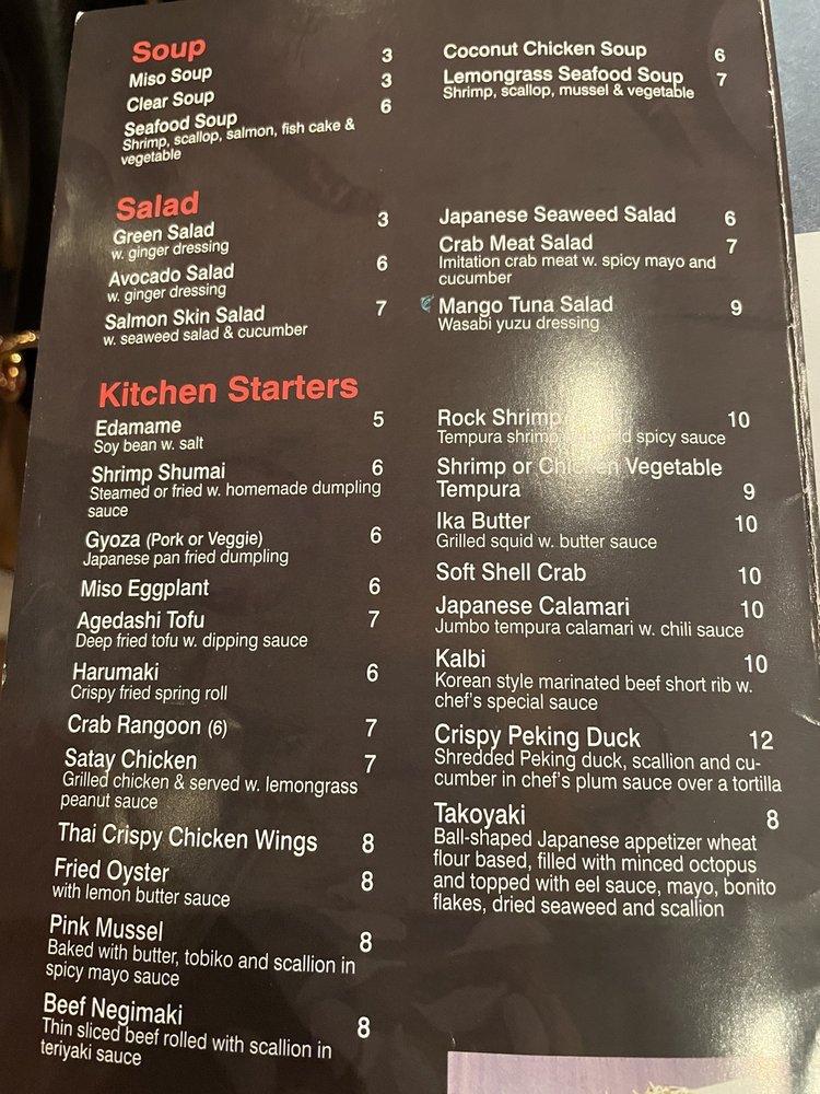 Menu at Masa Hibachi Sushi & Bar, Wyomissing