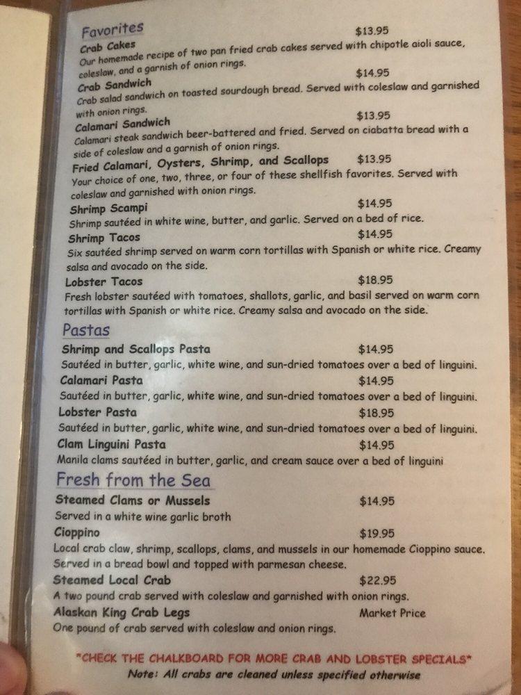 Menu at Santa Barbara Shellfish Company, Santa Barbara