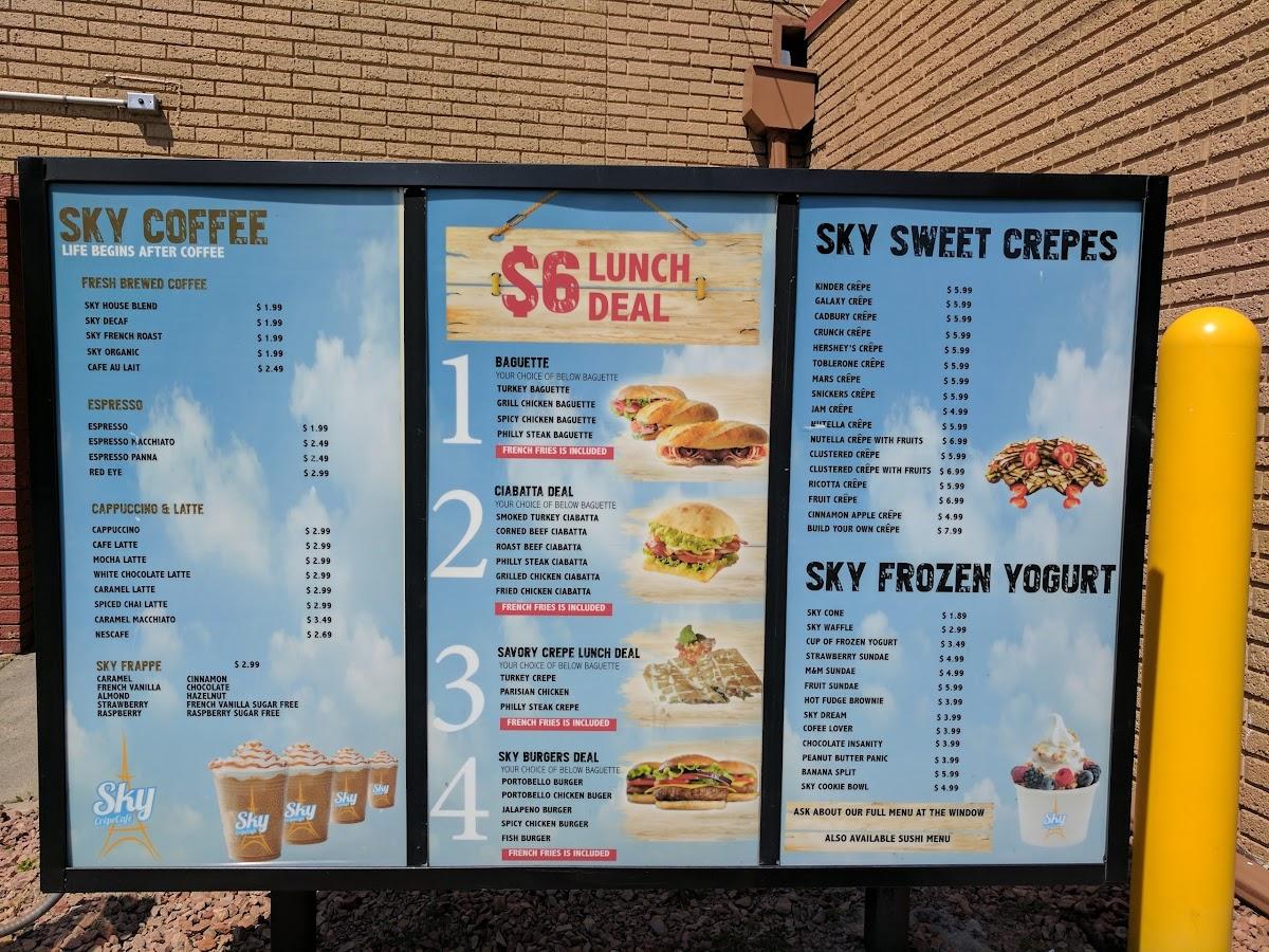 Menu at Sky Crepe Cafe, Dearborn