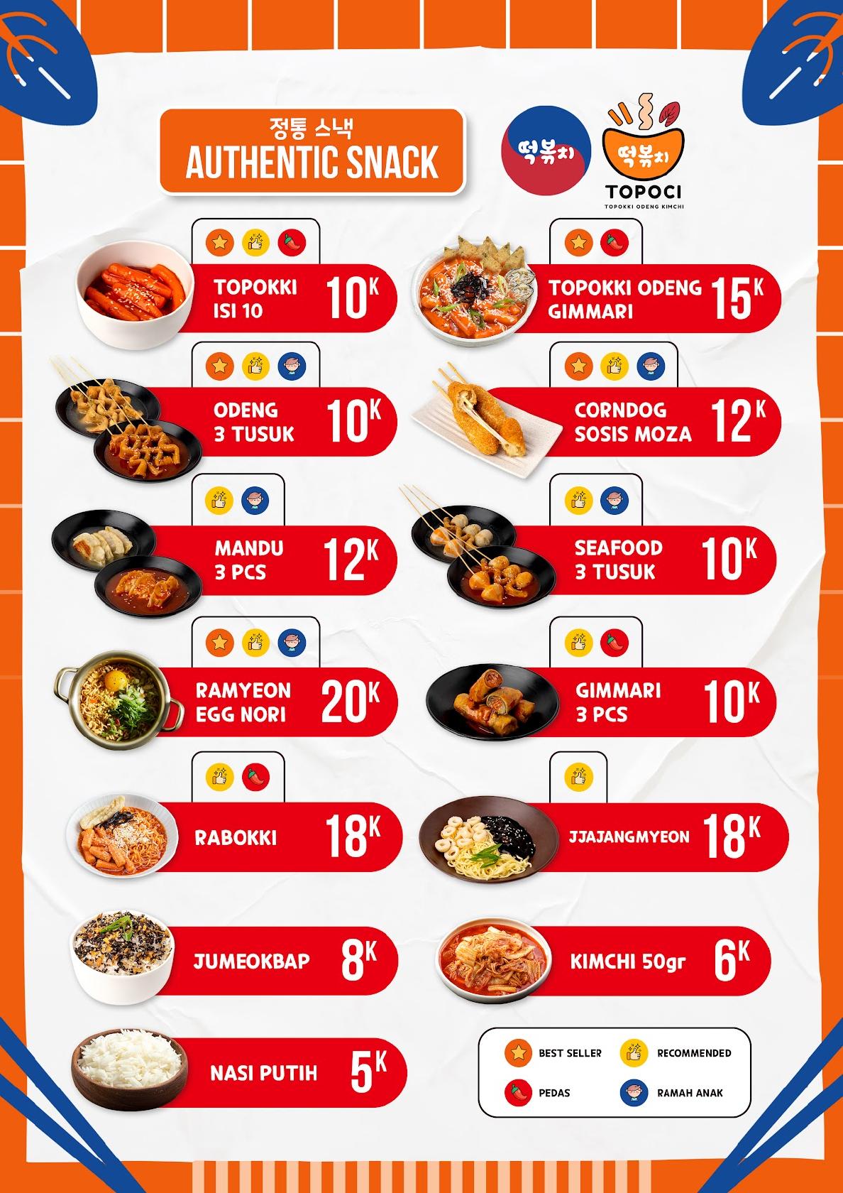 Menu at Topoci Baleendah - Angkringan Asli Korea restaurant, Bandung