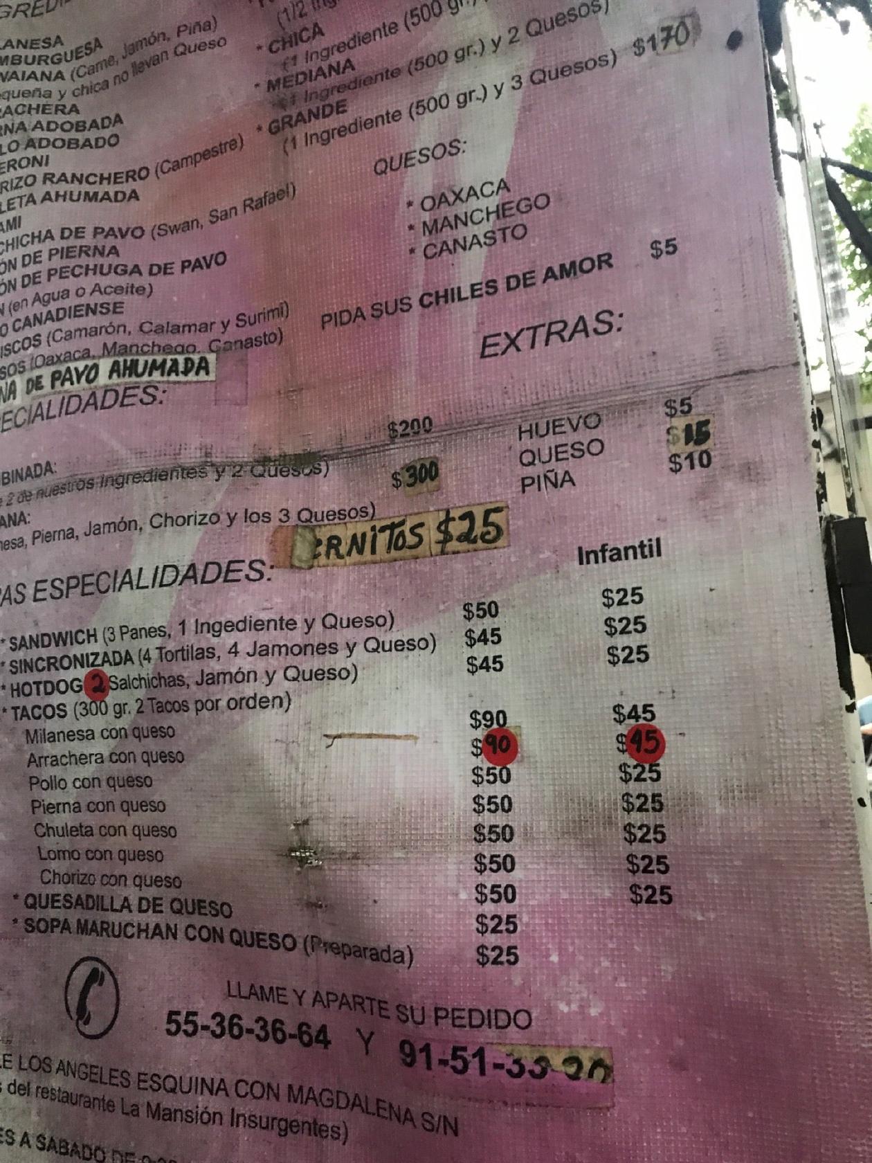 Carta del restaurante Tortas La Doña, Ciudad López Mateos, Av ...