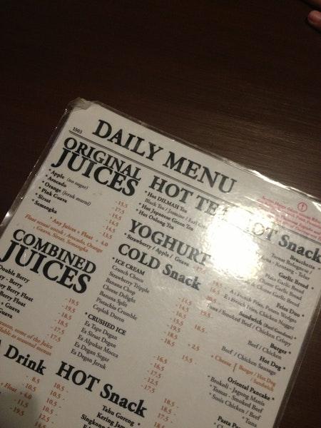 Menu at Illi Cafe, Malang