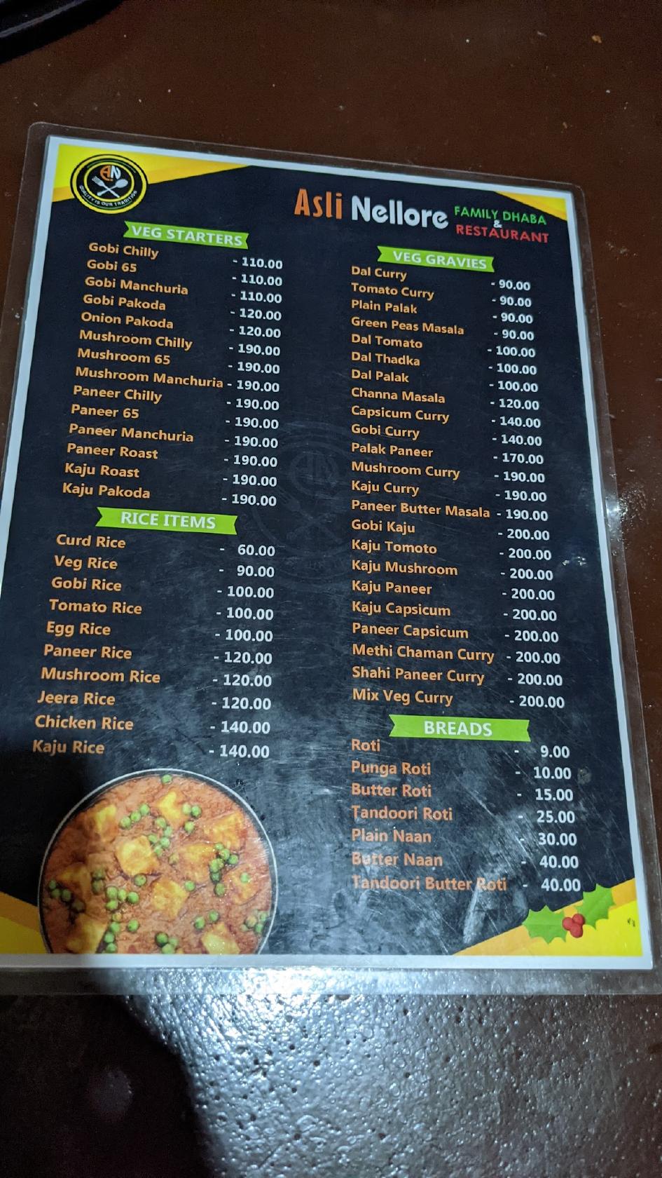 Menu at Asli Nellore Family Dhaba and Restaurant, Nellore