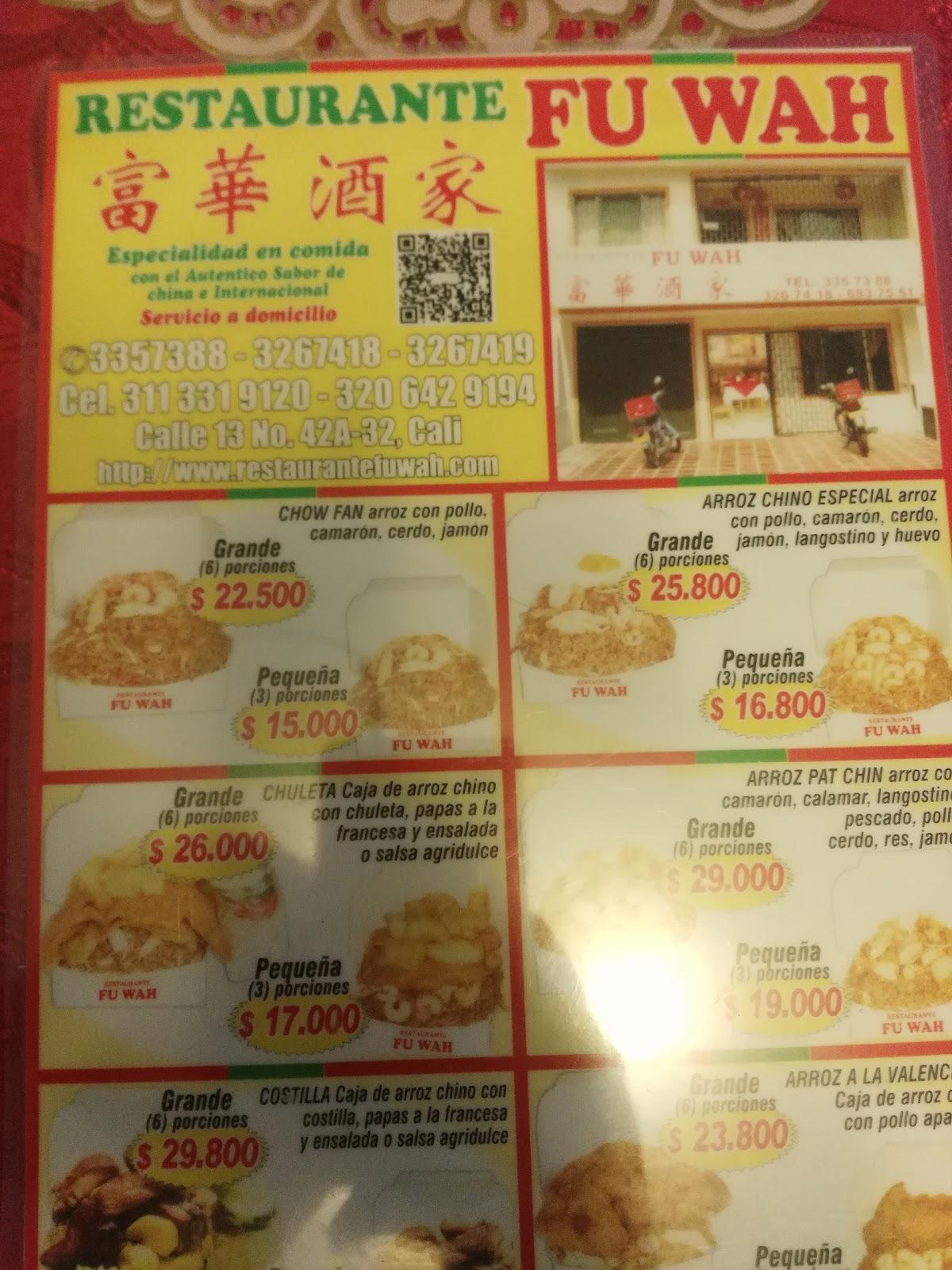 Carta de Fu Wah Restaurante, Cali