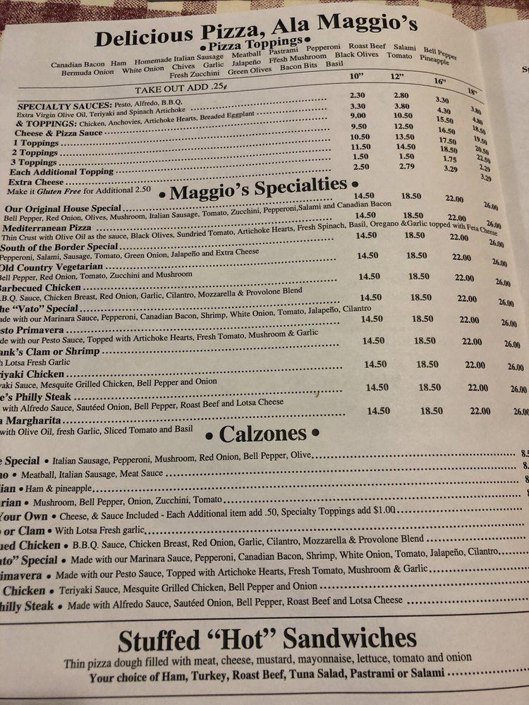 Menu at Maggio's Pizza pizzeria, Big Bear Lake, Big Bear Blvd