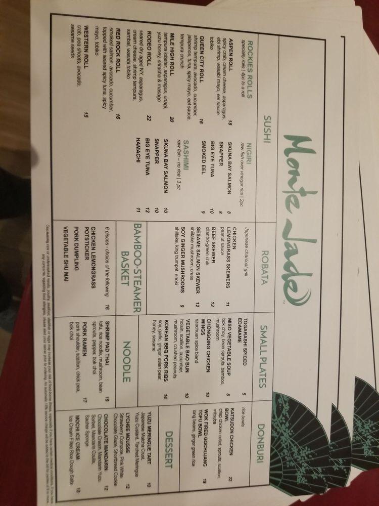 Menu at Monte Jade pub & bar, Aurora, N Gaylord Rockies Blvd