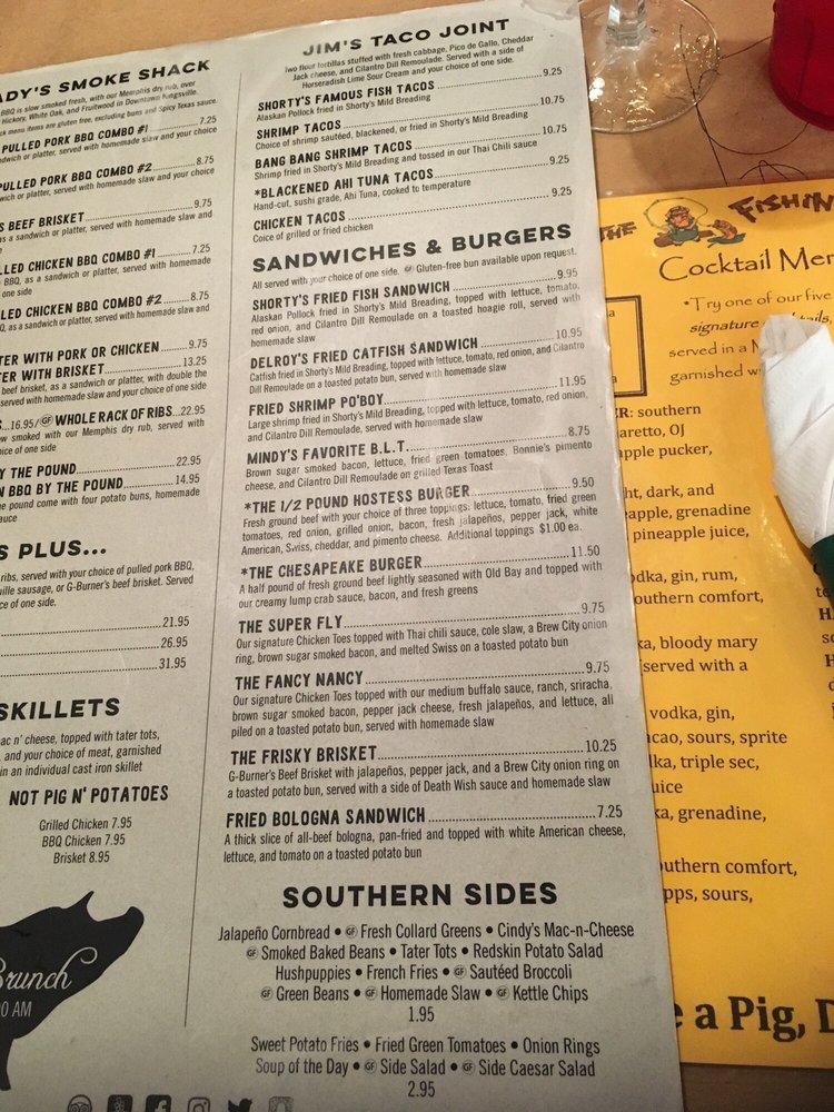 Menu at The Fishin' Pig BBQ, Farmville, Farmville Rd