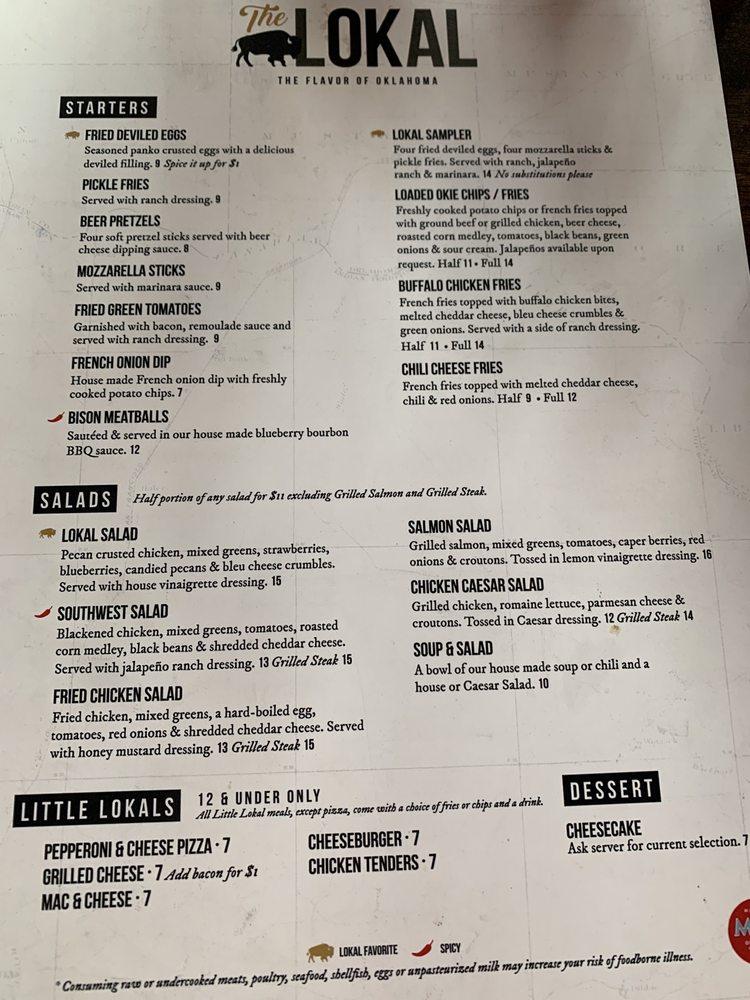 Menu at The Lokal Mustang pub & bar, Mustang
