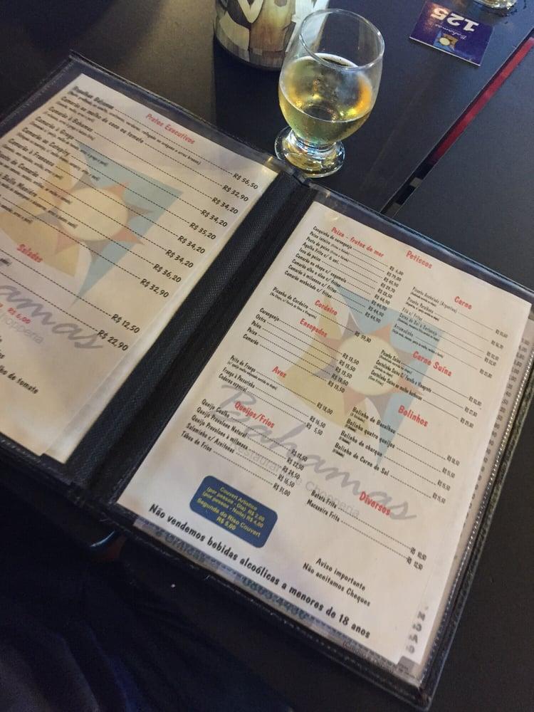 Menu em Bahamas restaurante, João Pessoa, Ciclovia da Orla Marítima