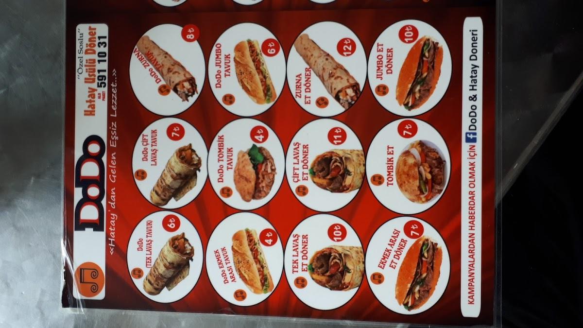 Menu at DoDo Döner, Istanbul