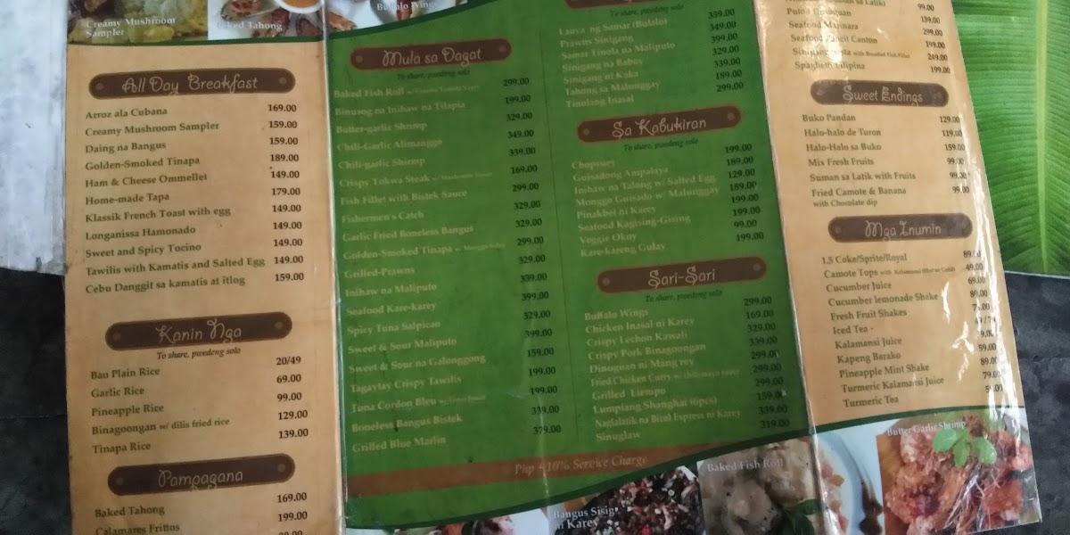 Menu at Ka Rey Seafood Restaurant, Tagaytay