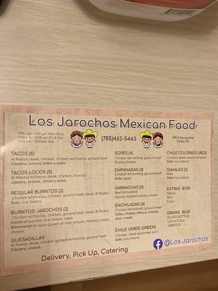 Menu at Los Jarochos Mexican Food restaurant, Colby