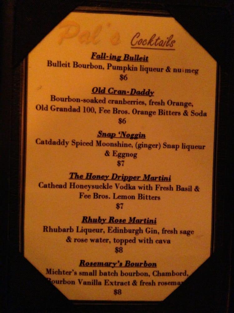 Menu at Pal's Lounge pub & bar, New Orleans