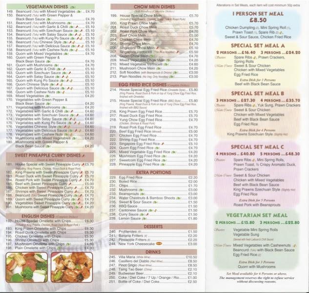 Menu at Parks Take Away fast food, Redditch