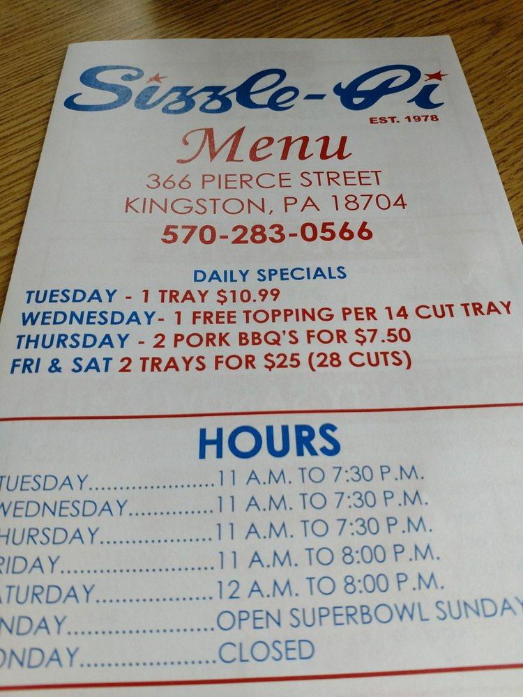 Menu at Sizzle Pi Pizza pizzeria, Kingston
