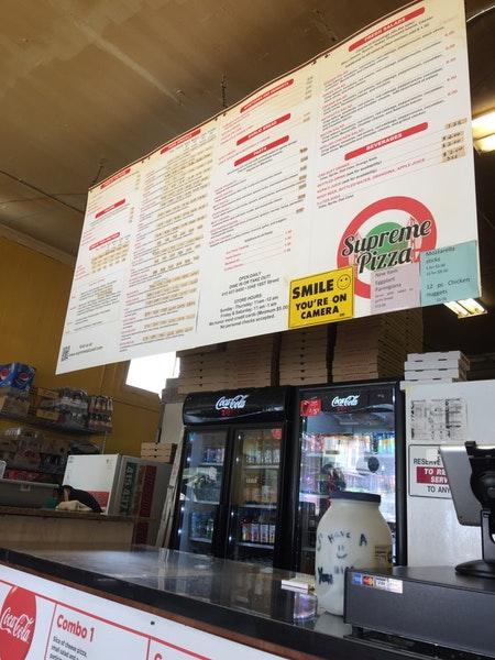 Menu at Supreme Pizza pizzeria, San Francisco