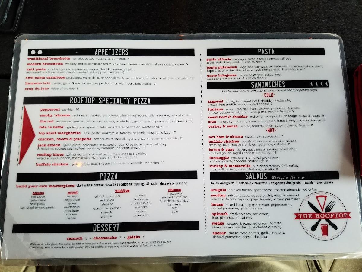 Menu at The Rooftop pub & bar, Broken Arrow