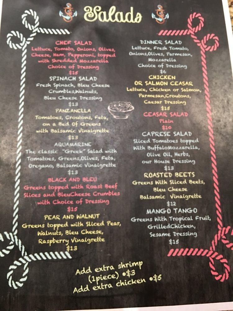 Menu at Aquamarine Cafe and Suites, Kodiak