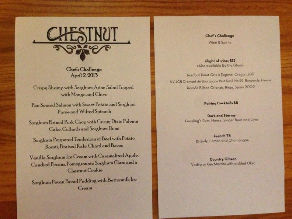 Menu at Chestnut pub & bar, Asheville