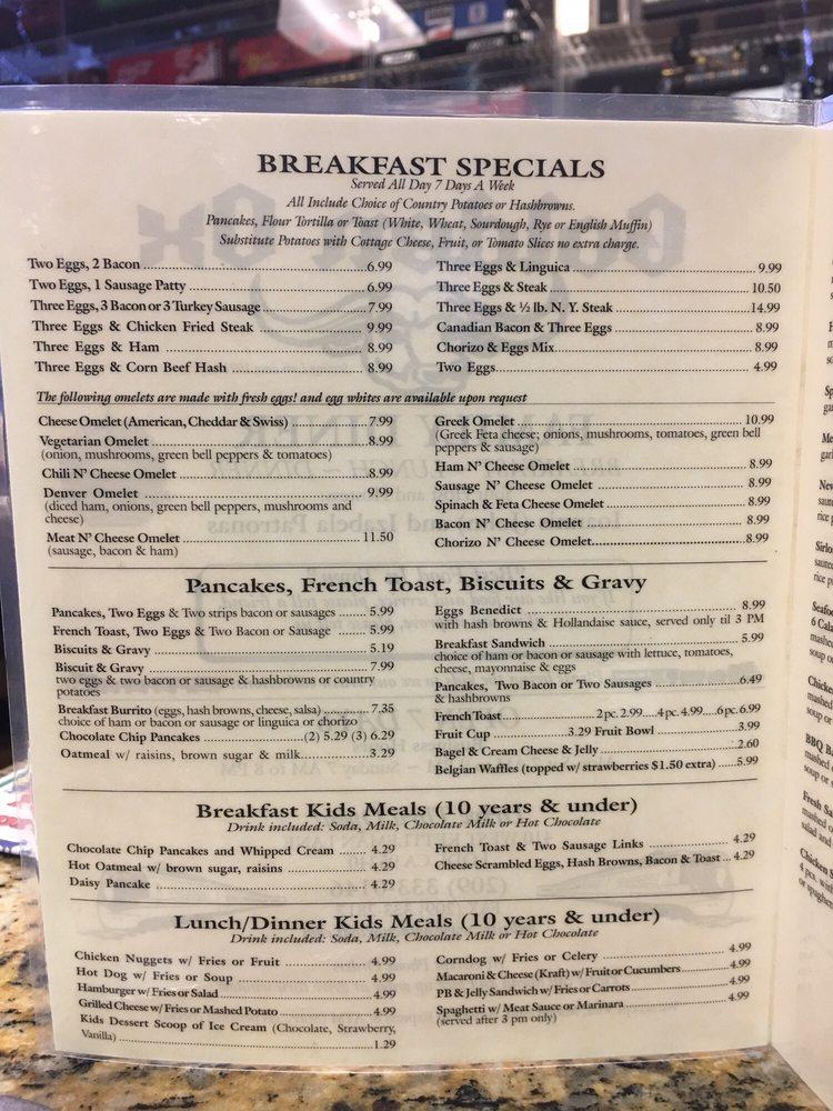 Menu at Golden Ox Family Diner restaurant, Lodi