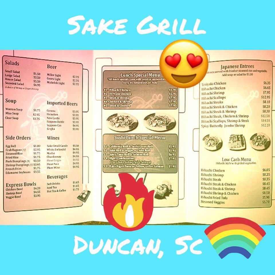 Menu at Sake Grill restaurant, Duncan, b E Main St