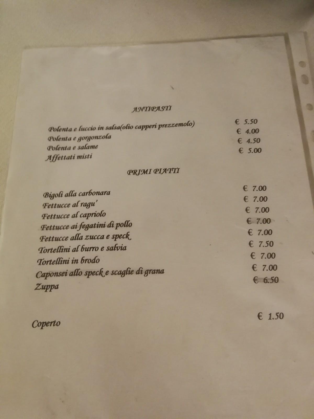 Menu da Trattoria Belvedere ristorante, San Giorgio In Salici