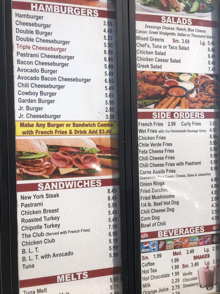 Menu at Angelo's Burgers restaurant, Moreno Valley