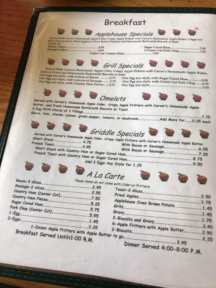 Menu at Carver's Orchard & Applehouse Restaurant, Cosby