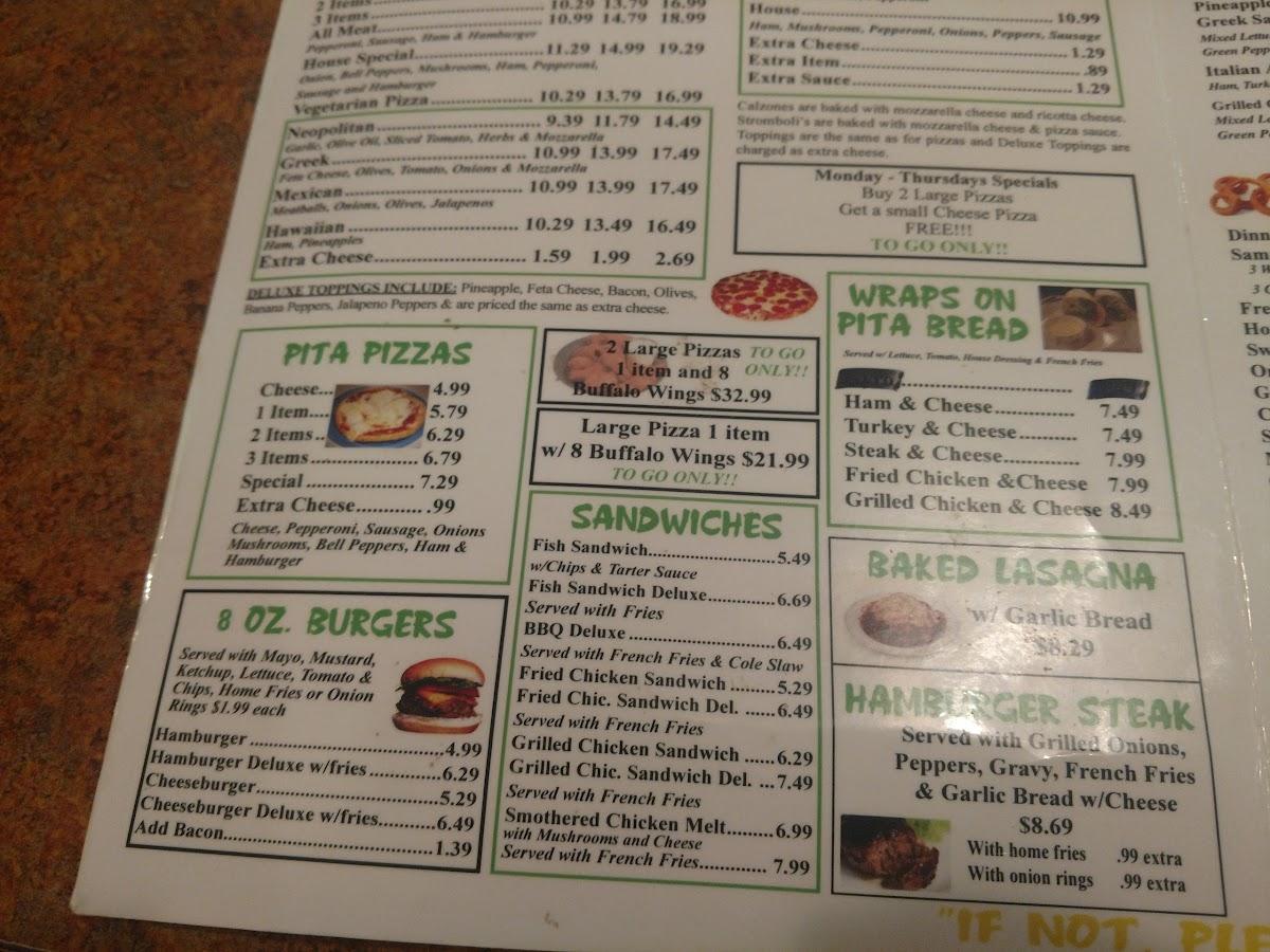 Menu at Fairmont Pizza pizzeria, Fairmont