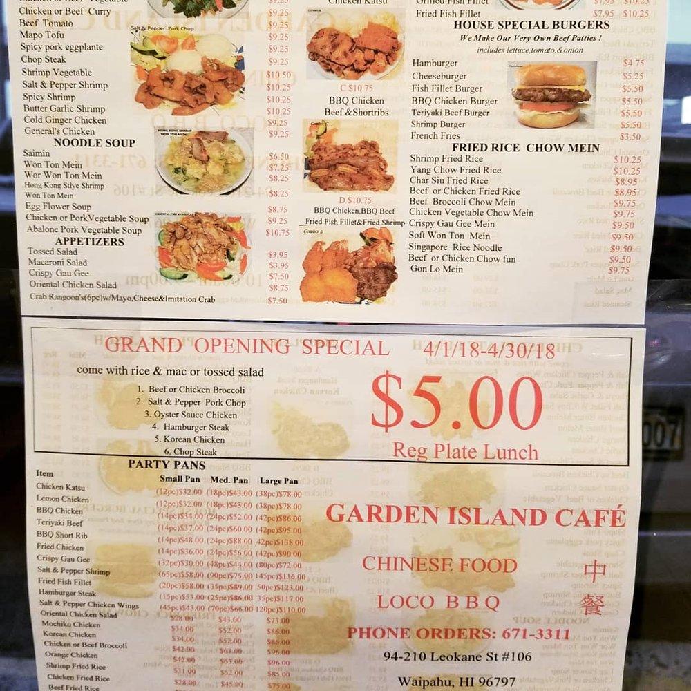 Menu at Garden Island Cafe, Waipahu, 94-210 Leokane St #106