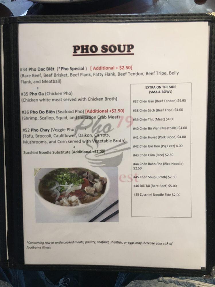 Menu at Pho 79 Pinecrest restaurant, Pinecrest, S Dixie Hwy