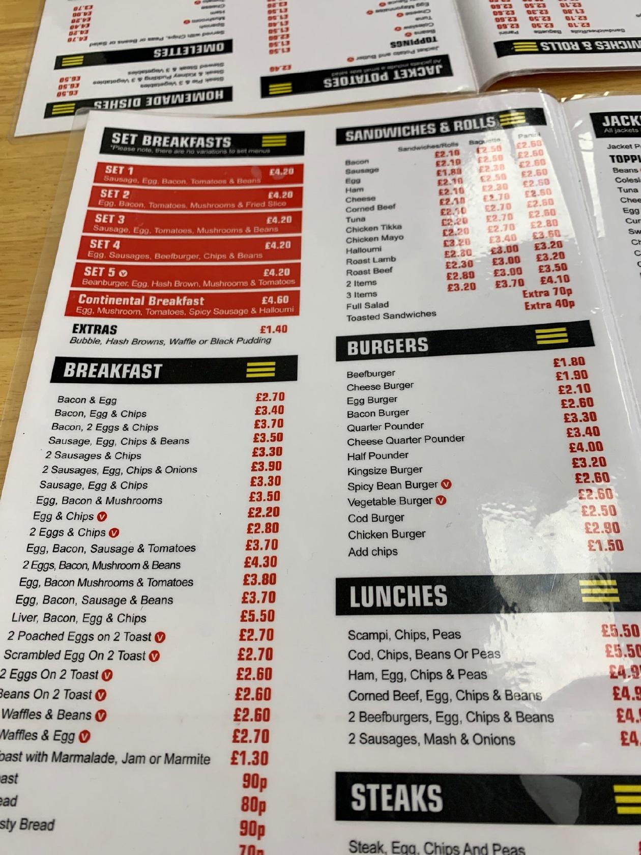 Menu at Cafe Sixty 6, Romford