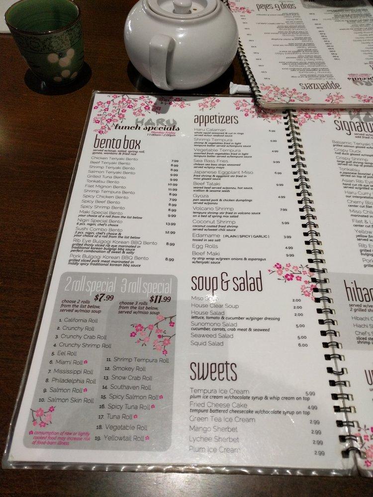Menu at Naru Japanese Restaurant, Southaven