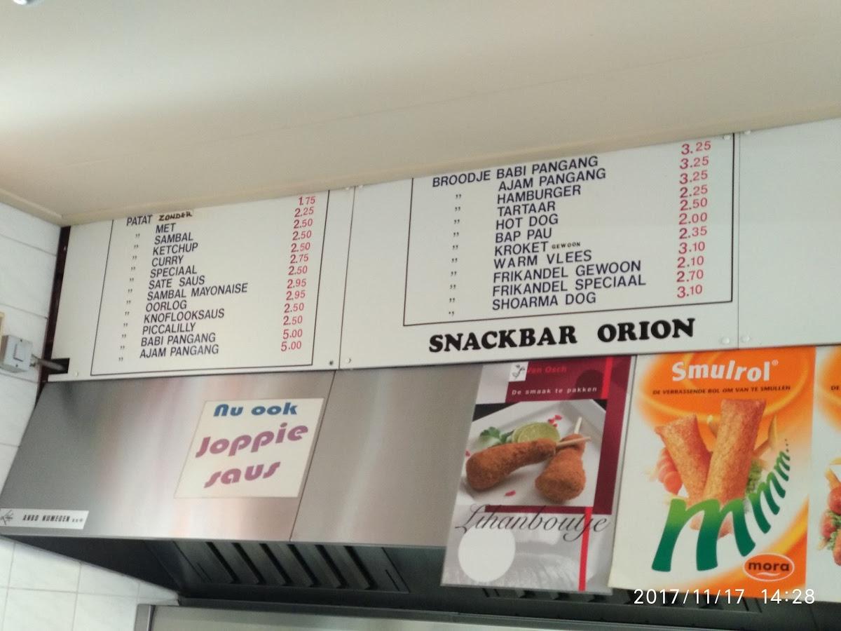 Menu at Snackbar "Orion", Amsterdam