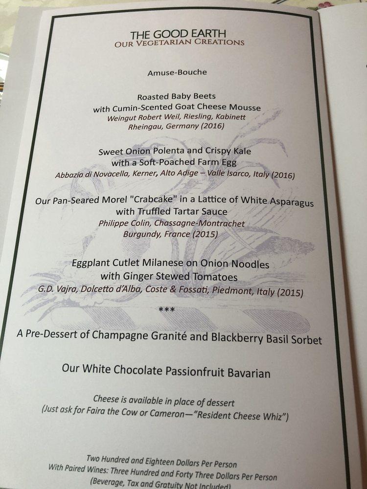 Menu at The Inn at Little Washington restaurant, Washington, 309 Main St