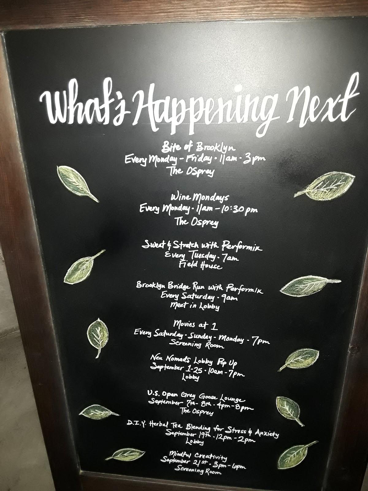 Menu at The Osprey restaurant, New York City