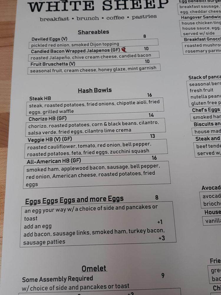 Menu at The White Sheep restaurant, Orland Park