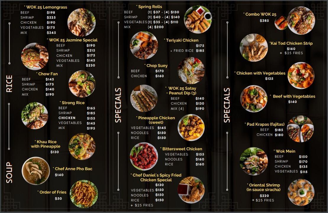 Carta de Wok 25 Comida Rápida Asiatica, Playa del Carmen