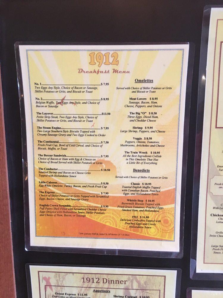 Menu at 1912 Restaurant, Pensacola