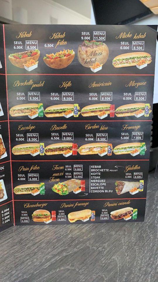 Menu at Efrine Kebab restaurant, Miribel