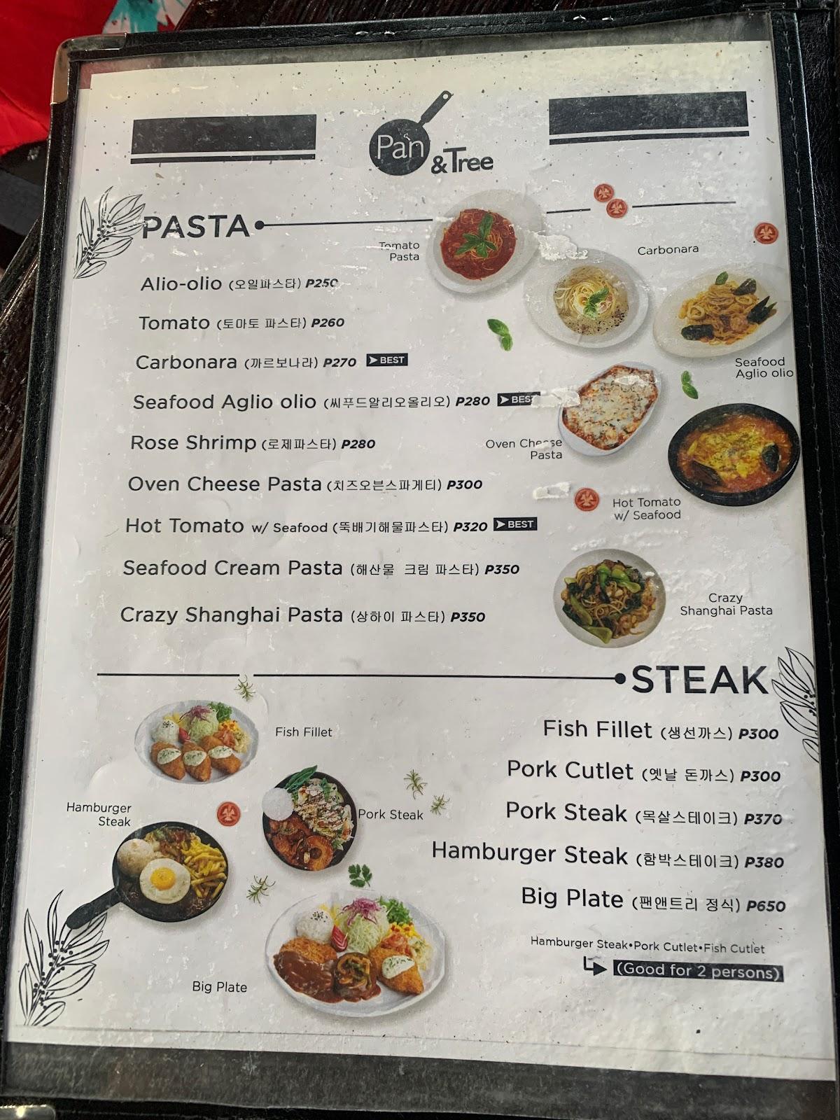 Menu at Pan & Tree restaurant, Mabalacat