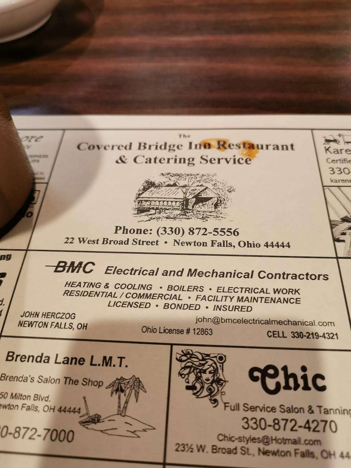 Menu at Covered Bridge Inn restaurant, Newton Falls